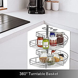Suninlife Kidney Chrome Lazy Susan Cabinet 32" Kitchen Cabinet Blind Corner 2 Tier Stainless Steel Corner Cabinet Organizer