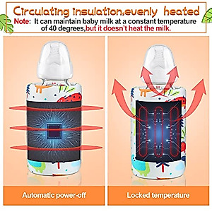2 Pcs USB Portable Bottle Warmer Travel Milk Hot Keeper USB Travel Infant Bottle Keep Warmer Thermostat for Indoor Outdoor (Dinosaur Style)