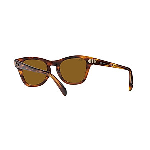 Ray-Ban RB0707S Square Sunglasses, Striped Havana/Brown, 50 mm