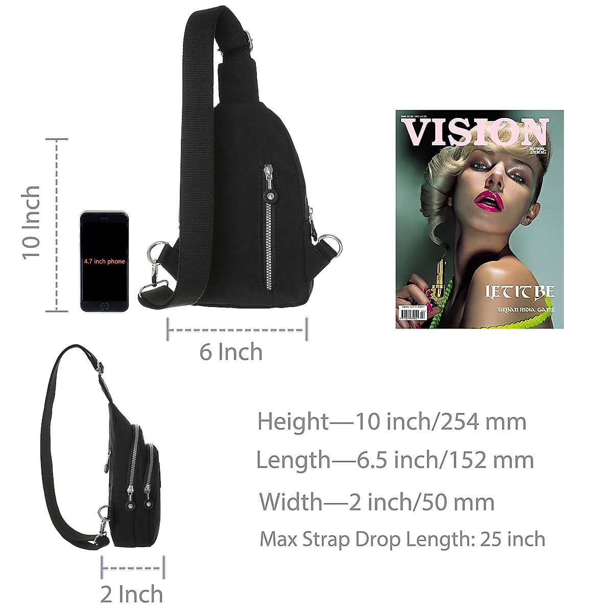 AOCINA Small Sling Backpack Crossbody Sling Bag Fanny Packs for Women Shoulder Daypack Bag for Travel Hiking(Sling-Grey)