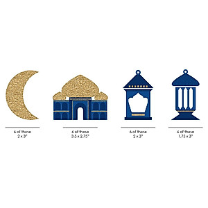 Ramadan - Paper Straw Decor - Eid Mubarak Striped Decorative Straws - Set of 24