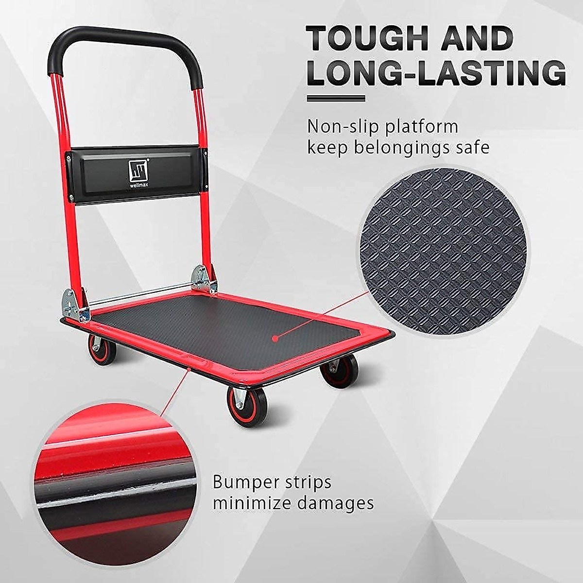 Wellmax 330lb Platform Cart Yellow and Red