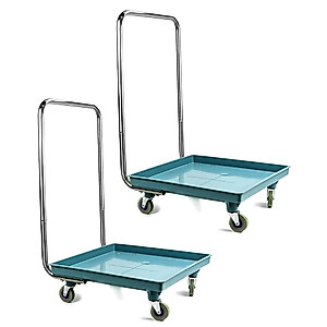 QWORK Warewashing Rack Dolly, 2 Pack, 21.26" x 21.26" x 34.65", 200 Lbs Load Capacity, with Detachable Handle and 4 Swivel Casters, 1 Pack