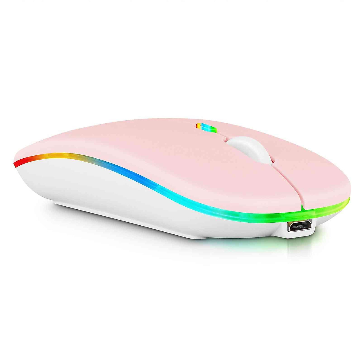 UrbanX 2.4GHz & Bluetooth Mouse, Rechargeable Wireless LED Mouse for Memo Pad 7 ME572C Also Compatible with TV/Laptop/PC/Mac/iPad pro/Computer/Tablet/Android - Baby Pink