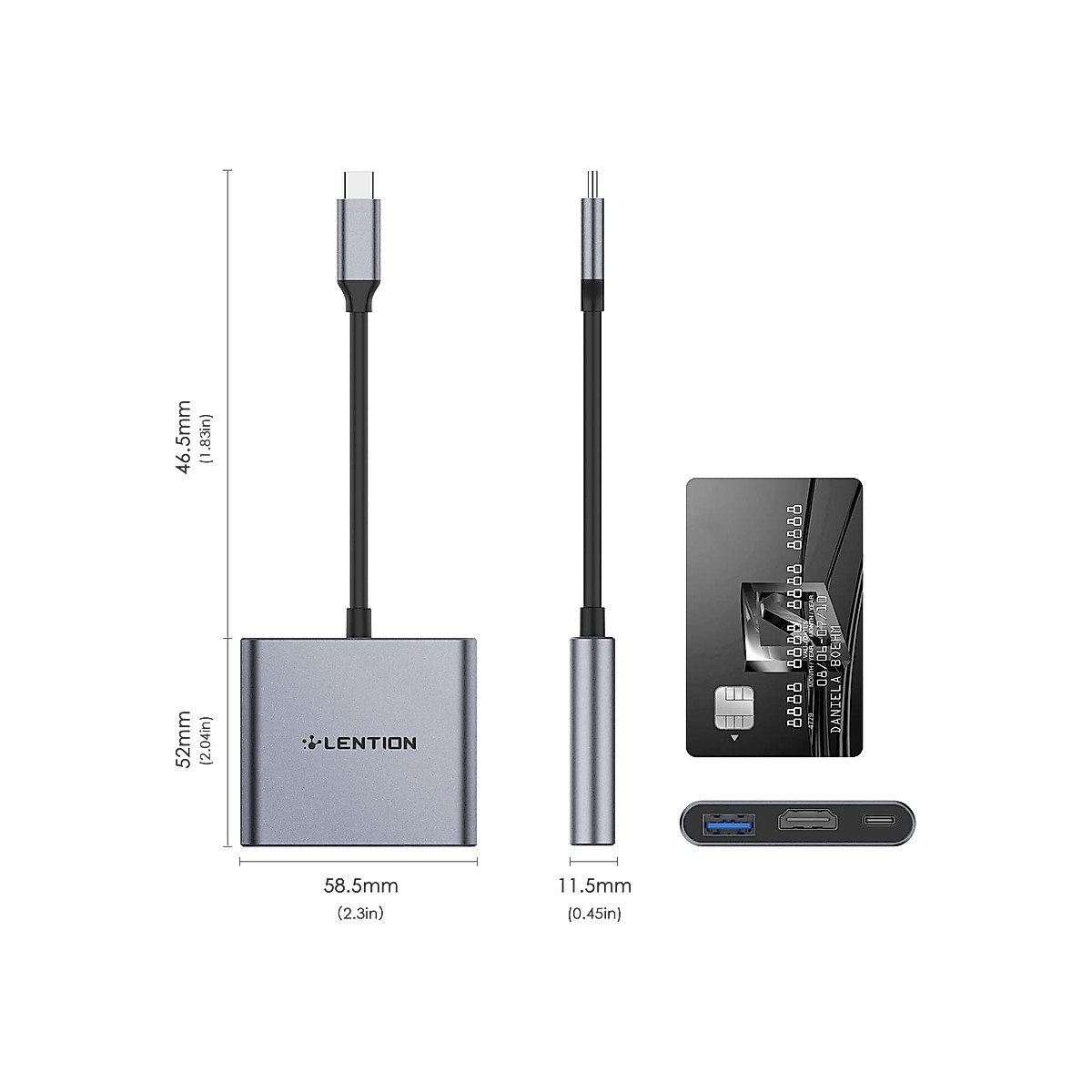 LENTION 3-in-1 USB C Hub with 100W Power Delivery, USB 3.0 & 4K HDMI for 2023-2016 MacBook Pro, New Mac Air/Surface/Chrome/Steam Deck, More, Stable Driver Adapter (CB-C14, Space Gray)
