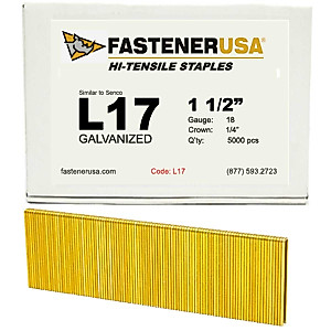 1-1/2" Leg x 1/4" Crown 18GA GALV L17 Staples 5,000ct | L17