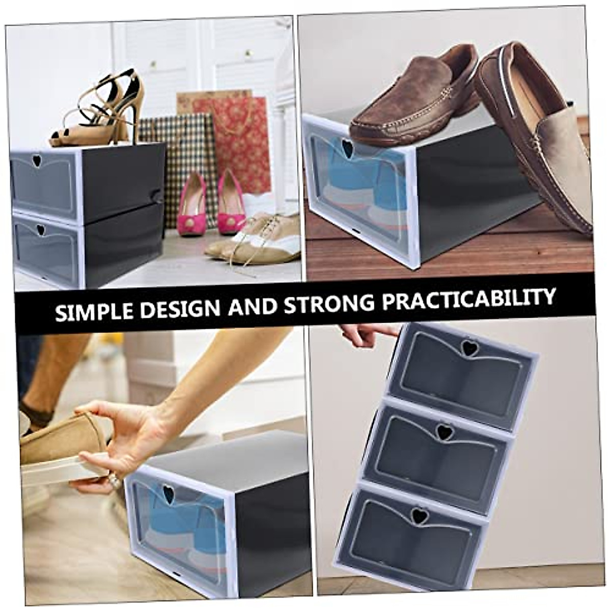 Holibanna 6pcs Boxes Sneakers Storage Box Clear Plastic Containers Clear Container Plastic Storage Containers for Clothes Clear Shoe Organizer Shoe Box Organizer Drop Front Shoe Box Black Pp