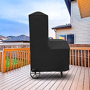 STARTWO Offset Smoker Cover,Waterproof Longhorn Grill Cover,Windproof BBQ Cover,UV Protecting Longhorn Smoker Cover for Oklahoma Joe's and Rivergrille Rustler Vertical,43LX29WX67H inches