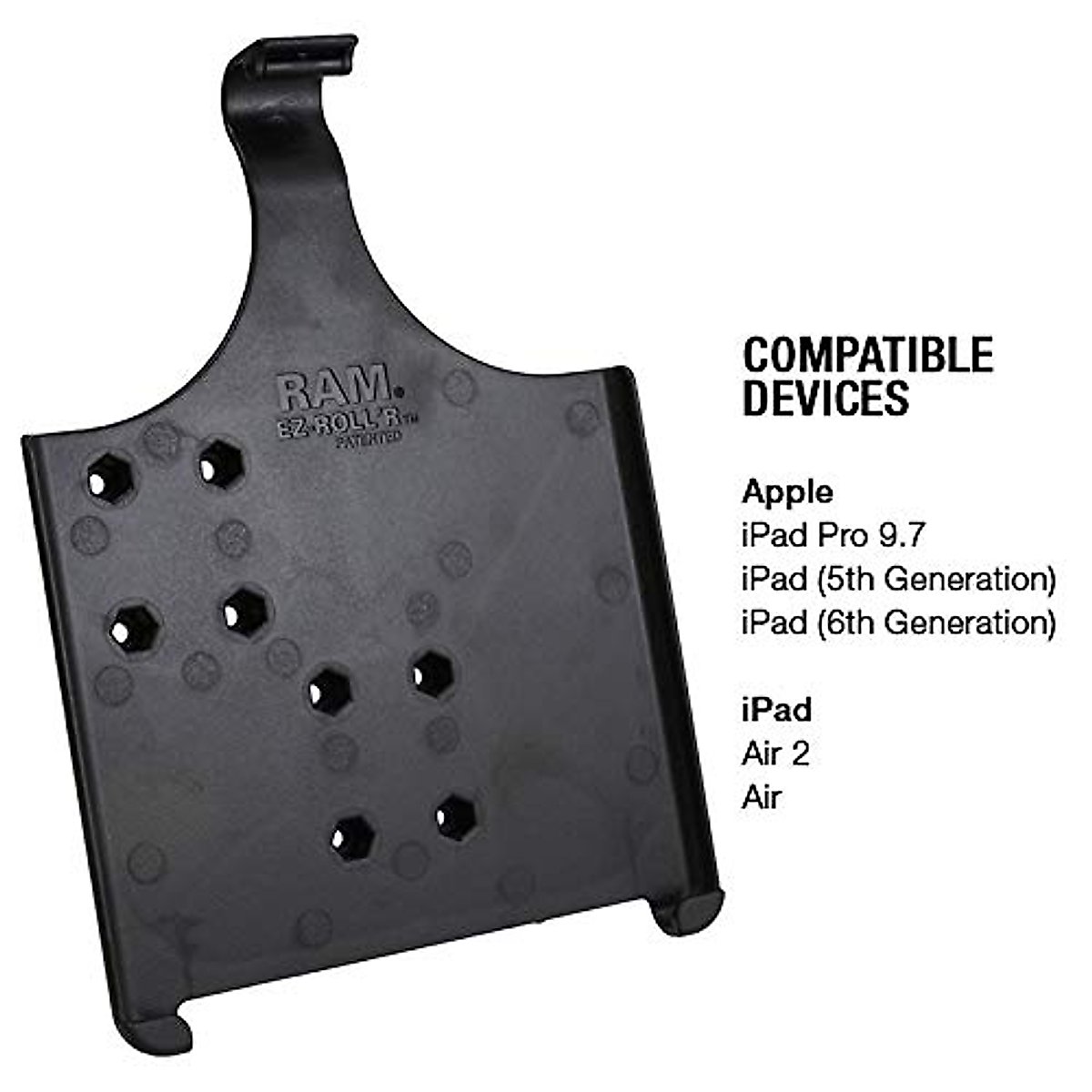 RAM Mounts EZ-Roll'r Cradle for Apple iPad 6th gen, Air 1-2 & Pro 9.7 RAM-HOL-AP17U Compatible with RAM B 1" and C 1.5" Size Round Ball Bases