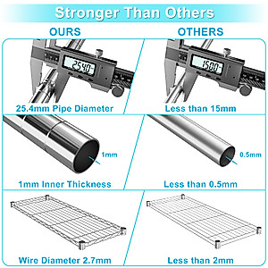 Auslar 4-Shelf Storage Wire Shelves Heavy Duty 4 Tiers Standing Shelving Units Adjustable Metal Organizer Wire Rack, Chrome