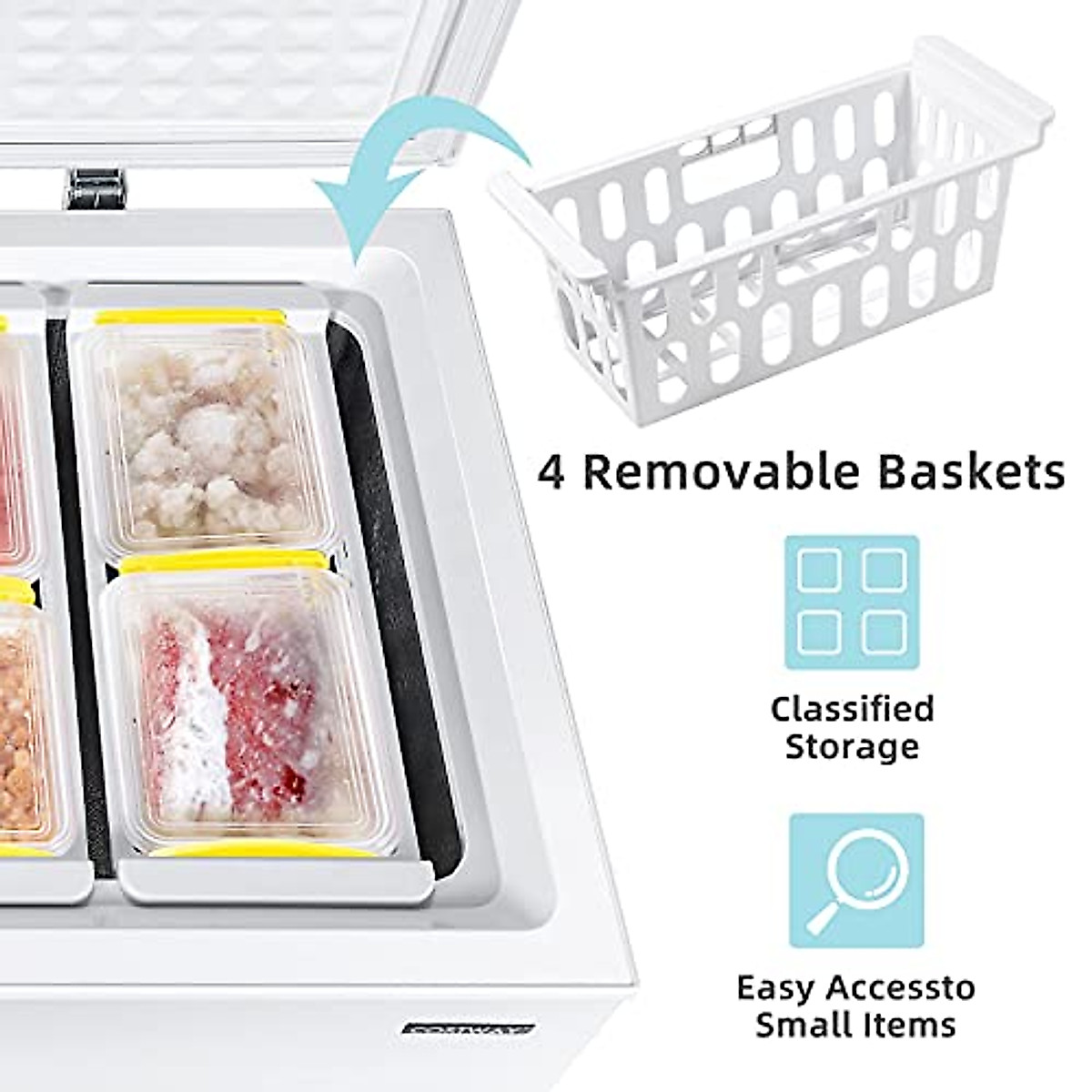COSTWAY Chest Freezer, 7.0 Cu.ft Upright Single Door Refrigerator with 4 Removable Baskets, Compact Freezer with Manual Defrosting & Mechanical Temperature Control for Apartments, Dormitories Garage