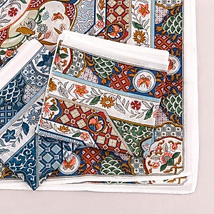 HOULIFE Women Floral Print Handkerchiefs, Vintage Flower Printing Hankies Soft Cotton Ladies Handkerchief for Wedding Party (Mixed 1-8pcs)