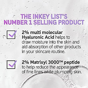 The INKEY List Hyaluronic Acid Serum, Hydrate Multiple Layers of Dry Skin, Plump and Smooth Fine Lines and Wrinkles, 1.0 fl oz
