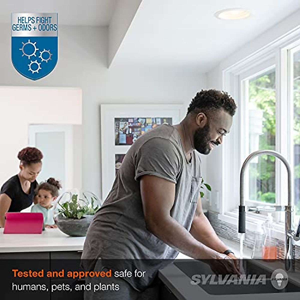 SYLVANIA LightSHIELD BR30 Germicidal LED Light Bulb, 9W=65W, 10 yr, Dimmable, 650 lm, 5000K, Daylight - 2 Pack (41070)