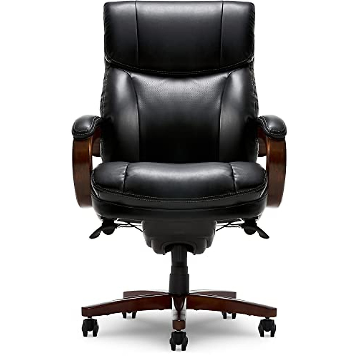 La-Z-Boy Trafford Big and Tall Executive Office Chair with AIR Technology, High Back Ergonomic Lumbar Support, Black Bonded Leather