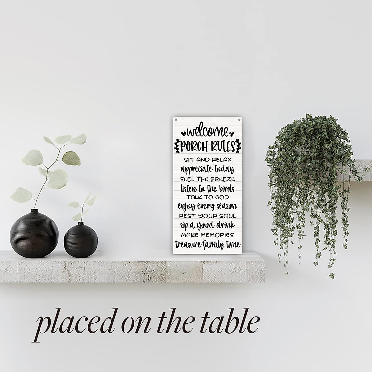 HTBIG Wood Decorative Signage, Rustic Front Porch Welcome Sign, Farmhouse Home Decor, 6 x 12 inches