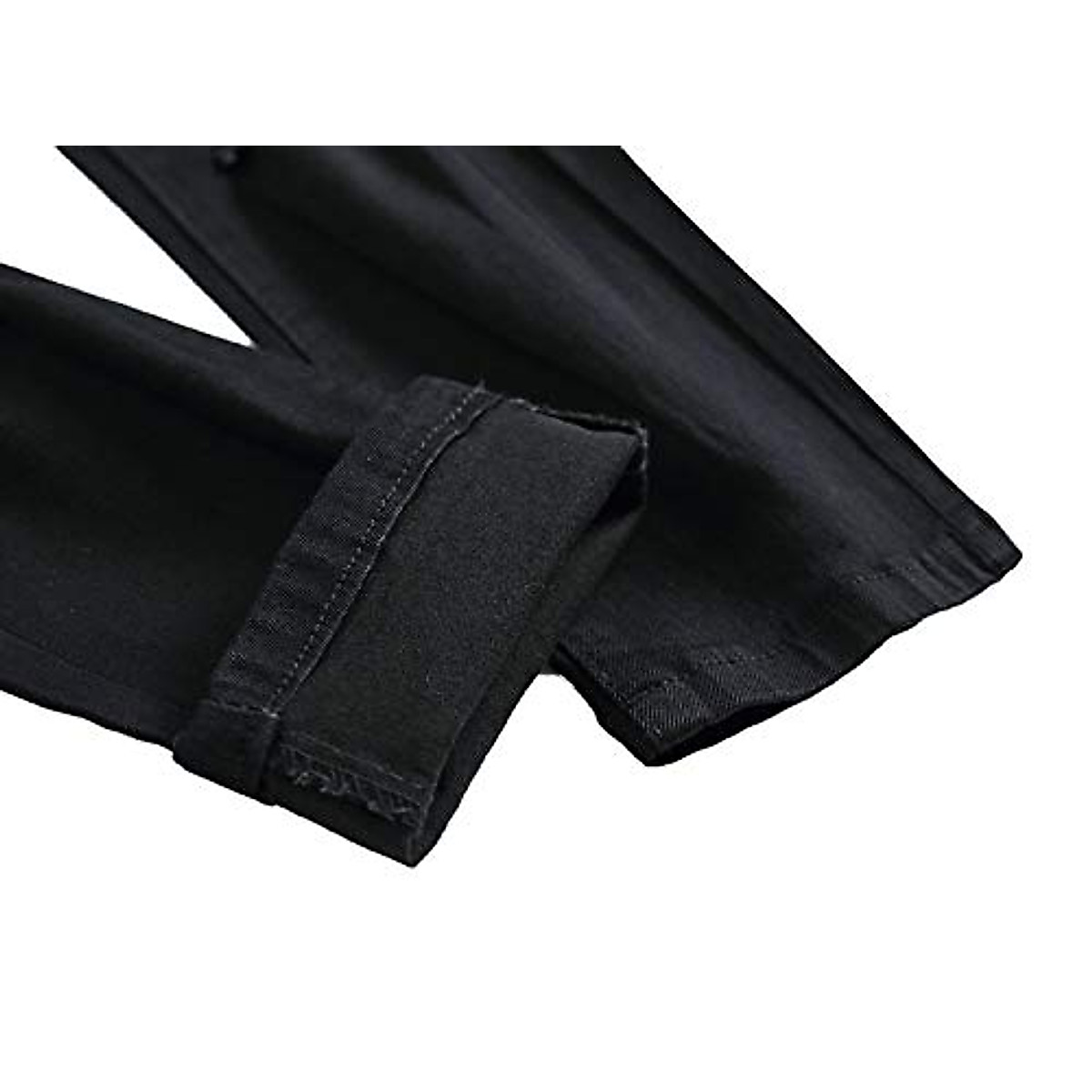 Men's Ripped Skinny Stretch Distressed Destroyed Slim Jeans Denim Pants Black 32