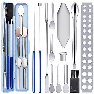 Capsule Filling Machine Kit – Pill Filler Tray Tools for Quickly Maker Empty Gel Capsules All Size 000 00 0 1 2 3 4 5, Lab Spoons Spatula Scoops Tool (13Pcs Plus)