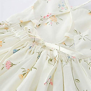 KISSOURBABY Toddler Baby Girls Summer Floral Dress Sleeveless Princess Party Casual Holiday Dress Beach Sundress(A7Beige110)