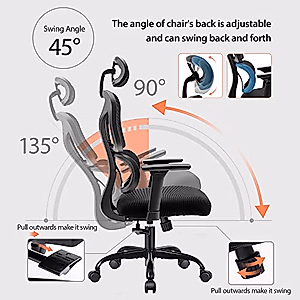 FelixKing Office Chair Ergonomic, Ergo Lumbar Support PC Desk Chair Big and Tall, High Back Mesh Gaming Chair with Adjustable Headrest and 3D Armrests for Home(Black)