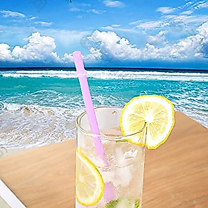 24Pcs Reusable Drinking Straw by WerkaSi, 10.6-inch 12Pcs Long Clear Plastic Straws and 9-inch 12Pcs Boba Colored Straws with 2Pcs Straw Brushs