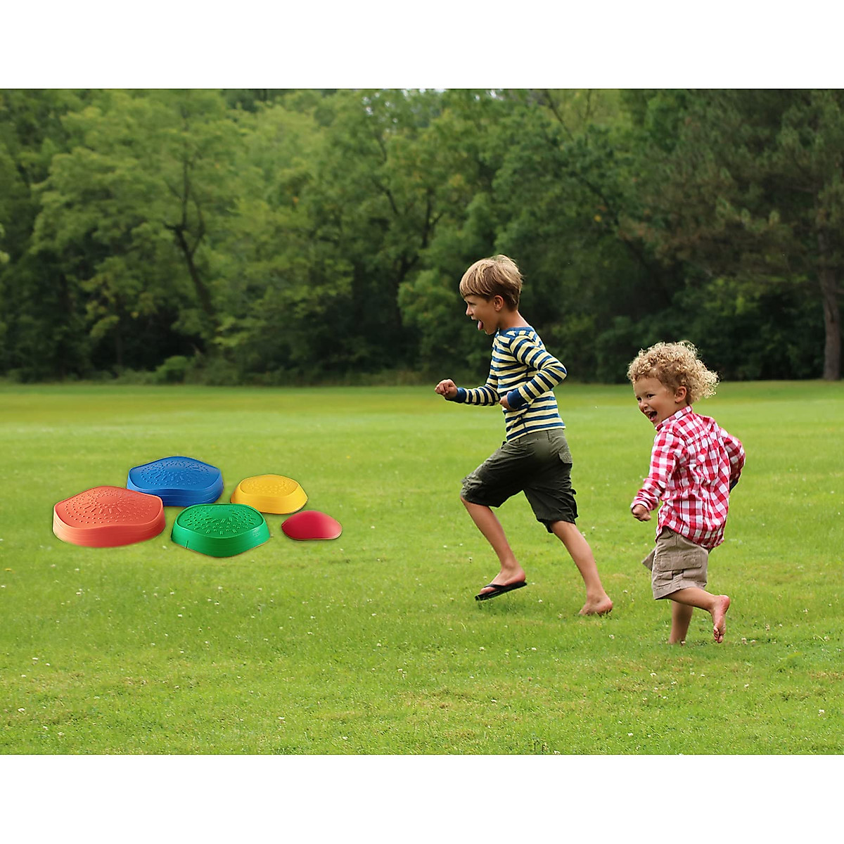 BEJOY Balance Stepping Stones for Kids Portable Stepping Blocks with Non-Slip Rubber Grips River Stones Indoor & Outdoor Toy for Kids 5 pcs