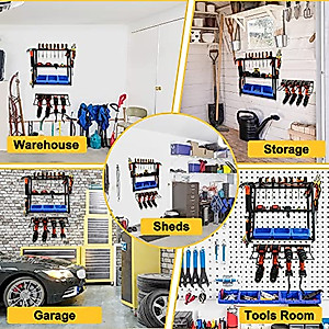 Power Tool Organizer Wall Mount, Power Tool Storage Rack Drills Holder Heavy Duty, 4 Layer Metal Shelf Utility Tools Rack with Pliers Hammers Screwdrivers Holder, Rack for Garage Home Workshop