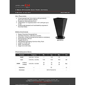 appliedEM innovations C-Band Standard Gain Horn Antenna - 5.85 GHz to 8.2 GHz (WR-137)