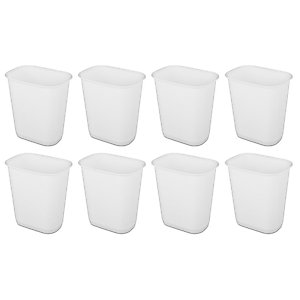 Sterilite 3 Gallon Rectangular Wastebasket with Sloped Rim and Textured Surface for Laundry Area, Bedroom, Office, Kitchen, and Home Use, (8 Pack)