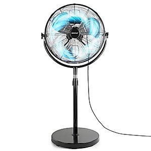 BEESTAR 18 Inch Heavy Duty High Velocity Pedestal Fan,Industrial Standing Fan with Adjustable Height and Tilt,3-Speed,Metal Fan for Industrial, Commercial, Residential, Greenhouse,Black