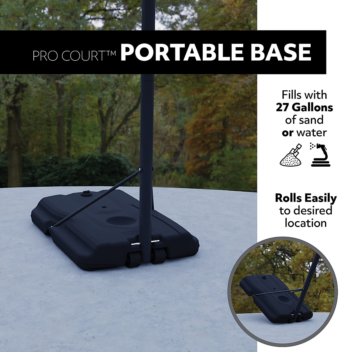 Lifetime Pro Court Height Adjustable Portable Basketball System, 44 Inch Polycarbonate Backboard