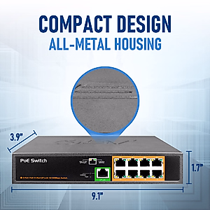 BV-Tech 9 Port PoE+ Switch (8 PoE+ Ports | 1 Uplink Port) – 120W – 802.3af/at