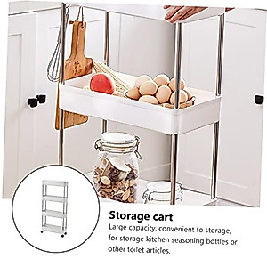 USHOBE Trolley 4 Storage Rack Kitchen Slide Out Cart Bathroom Rolling Cart Storage Rack with Wheels Makeup Rolling Cart Slim Storage Cart Wheel Dolly Cosmetics Organizer Storage Basket