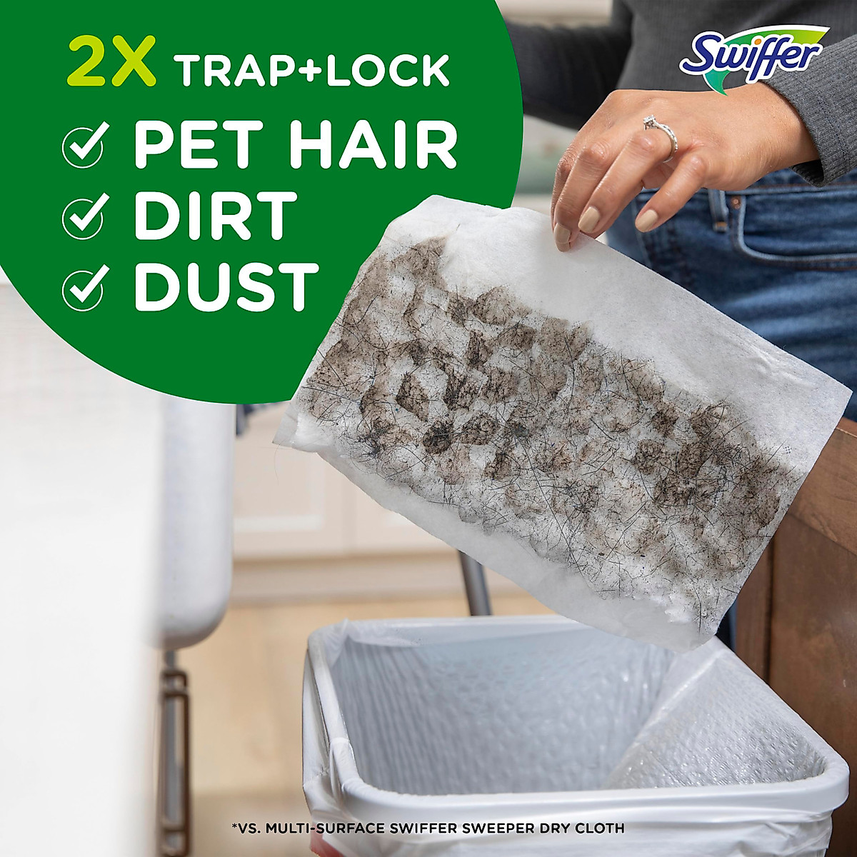 Swiffer Sweeper Pet, Heavy Duty Dry Sweeping Cloth Refills with Febreze Odor Defense, 32 Count