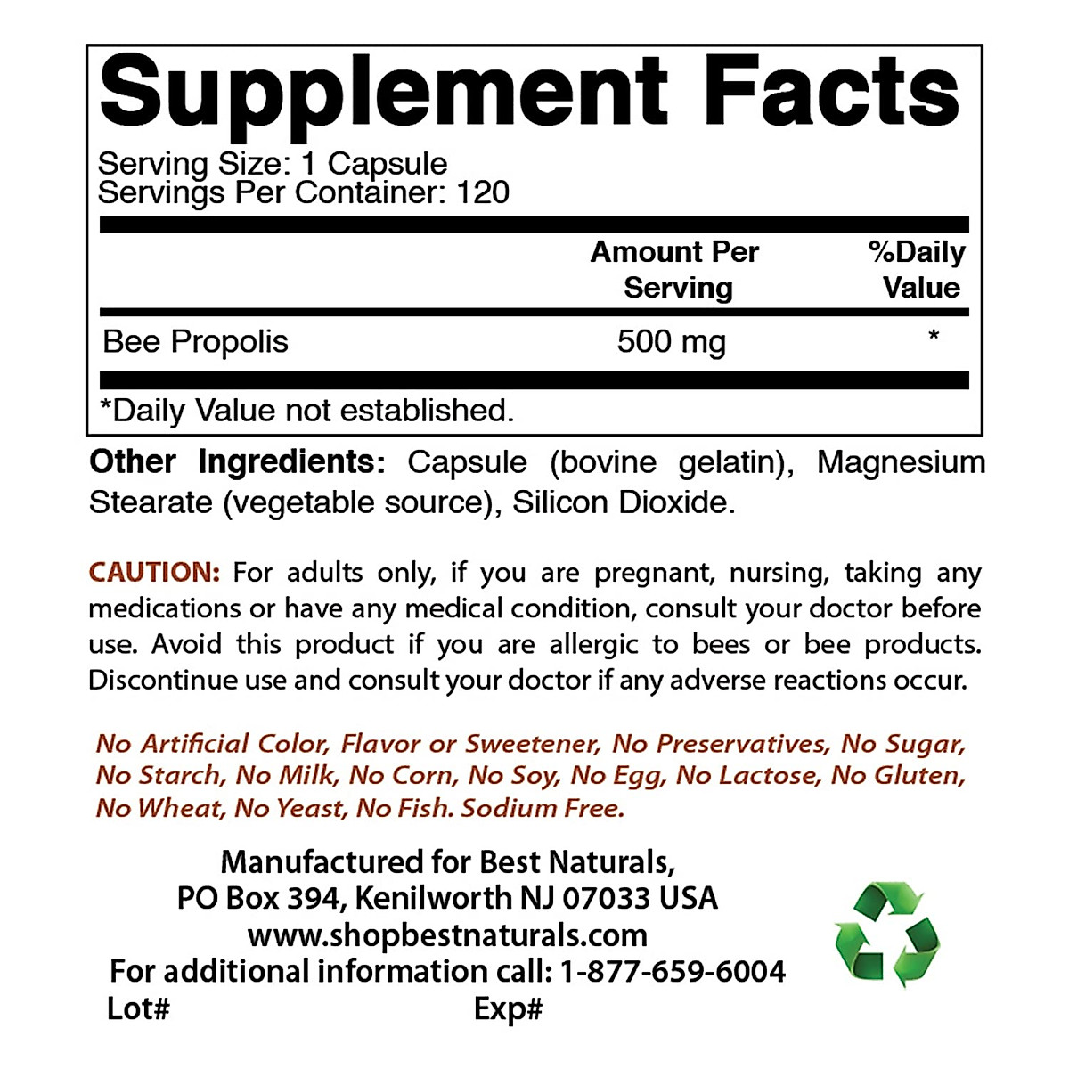 Best Naturals Bee Pollen Complex 1000 mg & Bee Propolis 500 mg