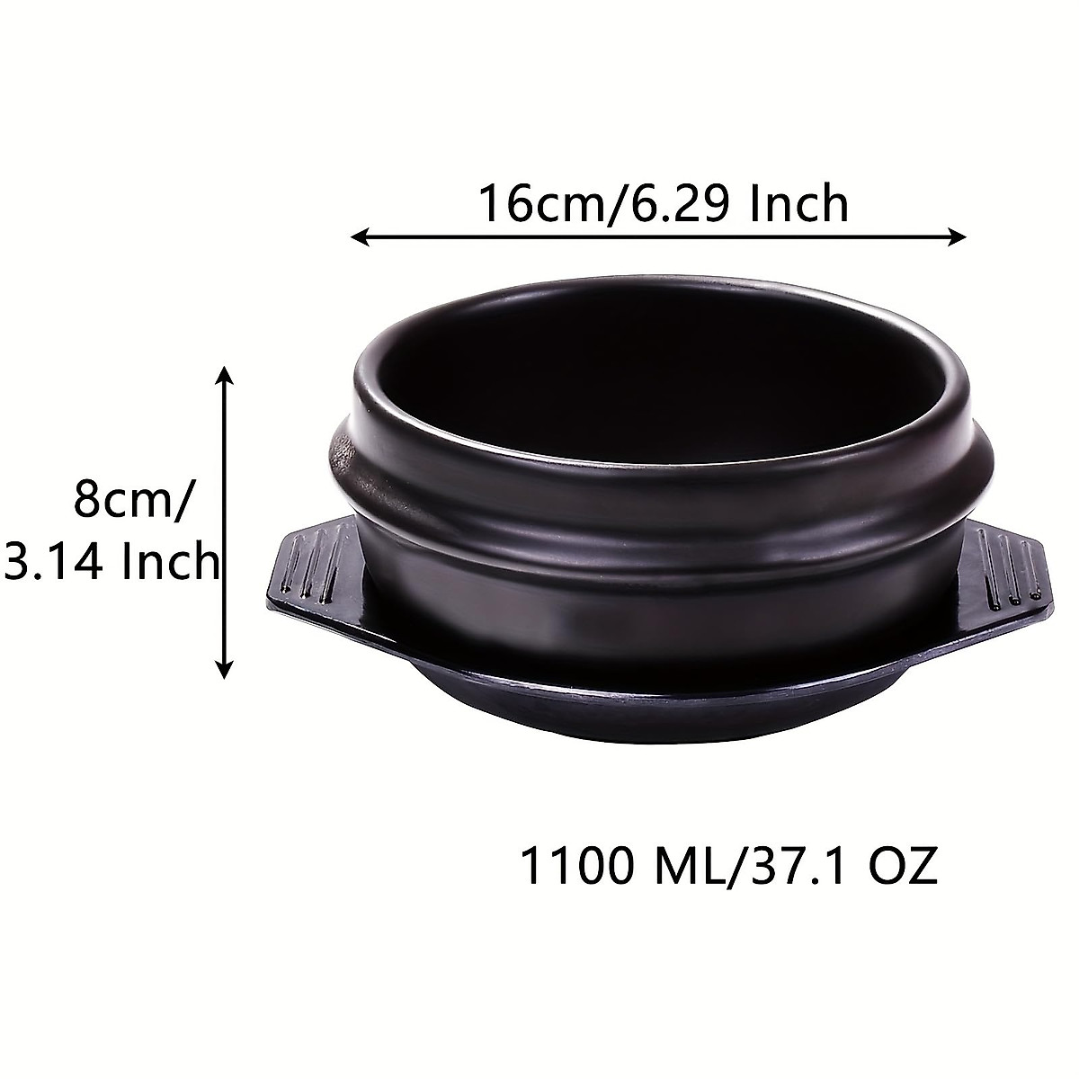 Swlthwen Korean Stone Bowl with Tray, Premium Ceramic, Stone Hot Pot for Bibimbap Soup Korean Stone Bibimbap