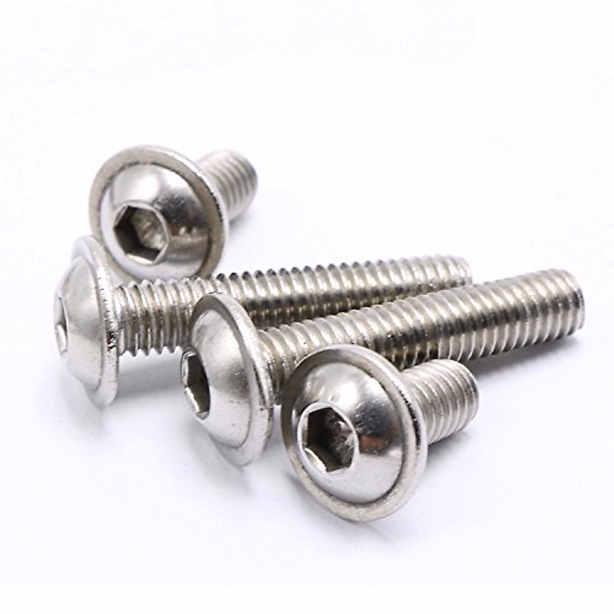 M5 x 16mm Stainless Steel Flanged Button Head Screws,Allen Socket Bolts,Right Hand Full Threads,Metric,24-Pieces