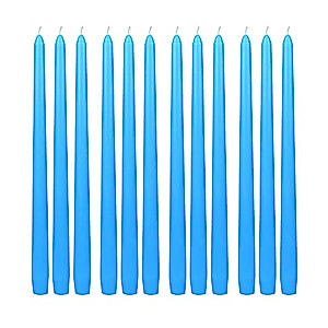 Zest Candle 12-Piece Taper Candles, 12-Inch, Light Blue