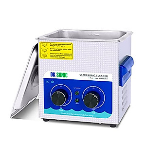 DK SONIC Ultrasonic Cleaner with Heater and Basket for Coins,Small Metal Parts,Record,Circuit Board,Daily Necessaries,Lab Tools,etc(2.1L, 110V)