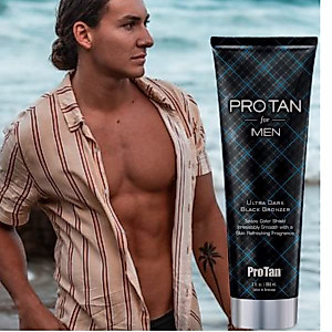 For Men Ultra Dark Black Bronzer - Natural Bronzer for Deep, Dark with Tattoo Color Shield 9 oz by Pro Tan