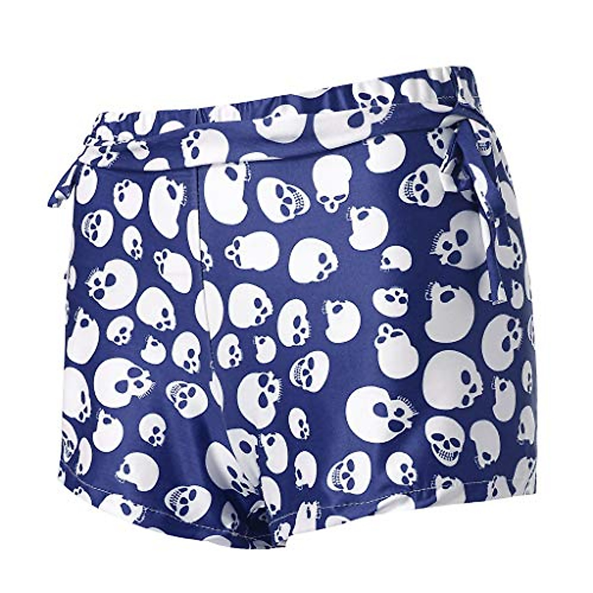 New Printed shorts, Thenlian Fashion Women Sports Gym Skull Printed Mid Waist Pants Stretch Elastic Shorts Leggings (S, Blue)