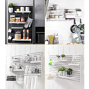 JoyBHole Pegboard Combination Kit with Shelf and Hooks No Punching for Garage Kitchen Living Room Bathroom Office,Pegboard Wall Organizer (White, 33" x 22")