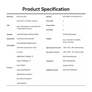 Beelink SEi12 Mini PC,12th Generation Intel Core i5-12450H Processor,up to 4.4Ghz(8C/12T),Mini Computer with 16GB DDR4 RAM/500GB M.2 2280 NVMe PCle 4.0 SSD,4K FPS/WiFi 6/BT5.2/Dual-Screen Display