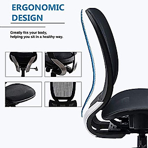 Ergomax Fully Meshed Ergonomic Height Adjustable Office Chair no Armrests & no Headrest, 42 Inch Max, Black