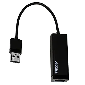Accell USB 3.0 to Gigabit Ethernet Adapter 1000Mbit/S, Compatible with Windows and macOS, Black (J141B-005B-2)