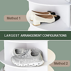 Rotating Shoe Rack Tower, 7-Tier Spinning Shoe Rack，360 Rotating Shelf Shoe Carousel Closet Organizer, Lazy Susan Shoe Cabinet for Entryway Hallway, Modernas Zapatero Giratorio, White