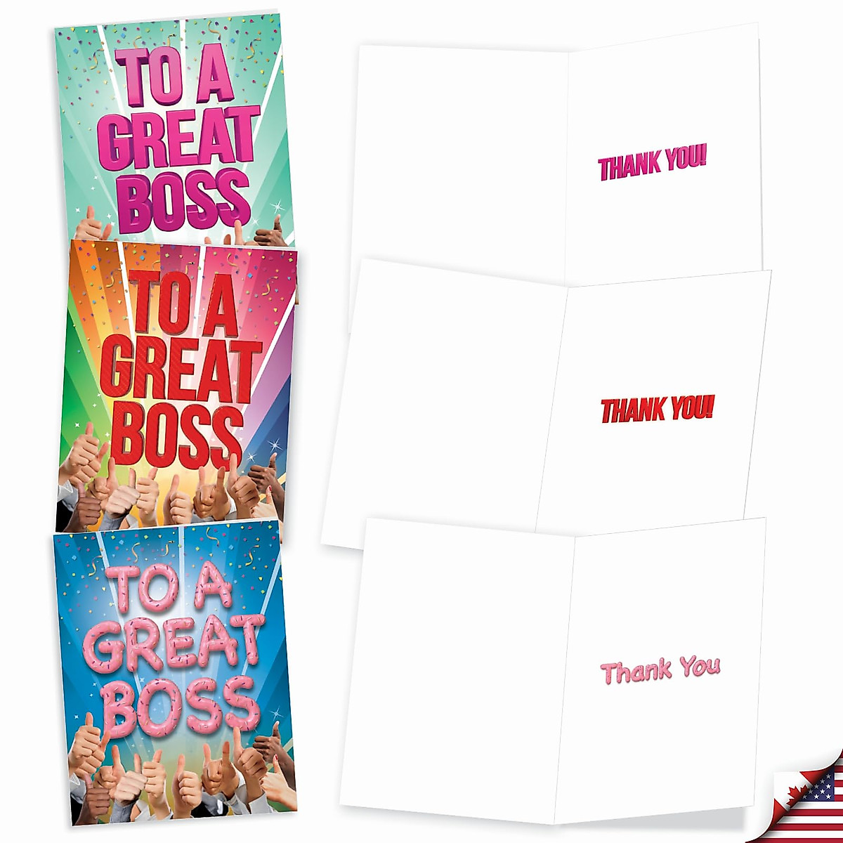 The Best Card Company Great Boss - 20 Assorted Boxed Boss Thank You Note Cards with Envelopes (4 x 5.12 Inch) - Hands Held Out in Appreciation AM5862BYG-B2x10