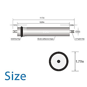 Sandmonk Reverse Osmosis Membrane 75GPD Water Filter Replacement for Reverse Osmosis System 11.75"x1.75" Under Sink RO Drinking Purify for House, 98% Desalination Rate