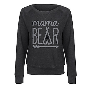 Instant Message - Mama Bear Charcoal-Ladies Lightweight French Terry Pullover - Size Medium