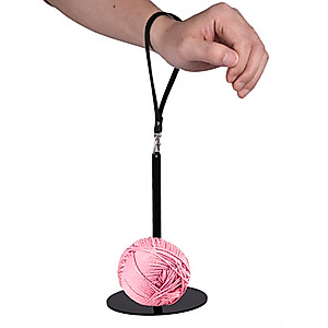 ikasus Portable Wrist Yarn Holder with Wrist Strap, Wool Magnetic Mini Yarn Holder for Crocheting/Knitting on The go, Stainless Steel Yarn Organizer Storage, Black